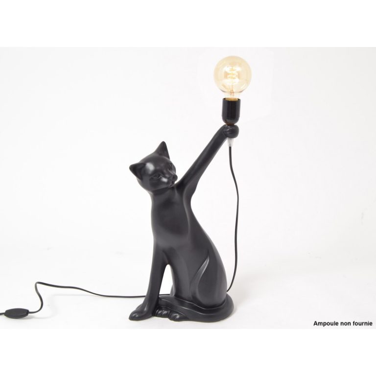 Lampe forme chat cermaique gris noir design drimmer shadow
